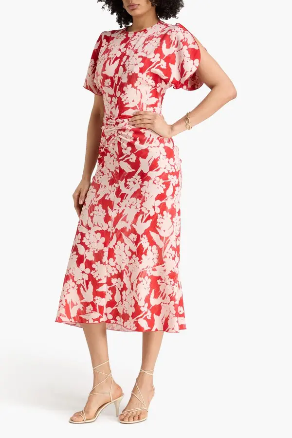 Victoria Beckham Floral-print Cady Midi Dress