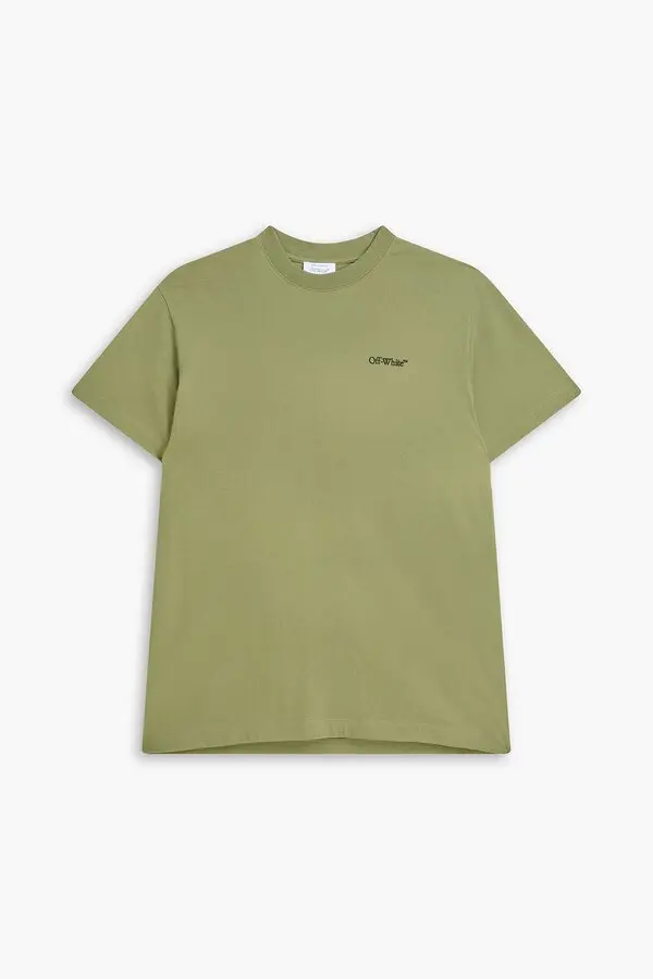 Off-White Printed Cottonjersey Tshirt - Leaf Green