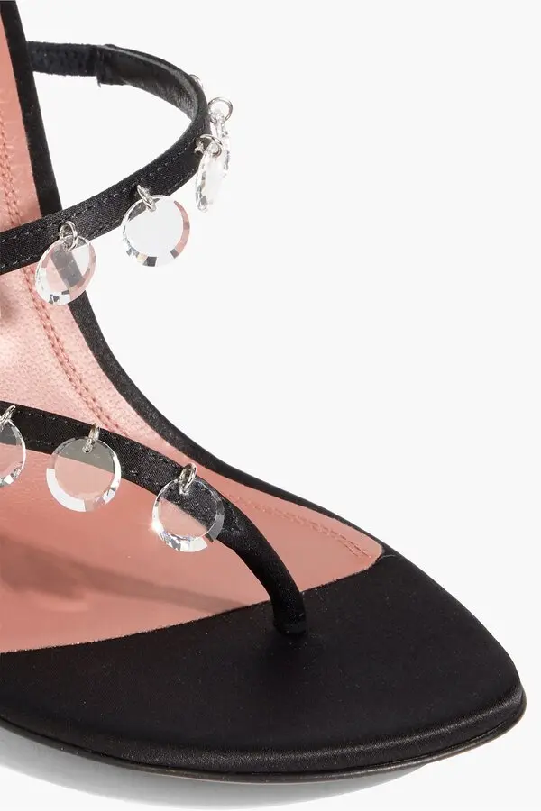 Amina Muaddi Tina Crystal-embellished Satin Mules