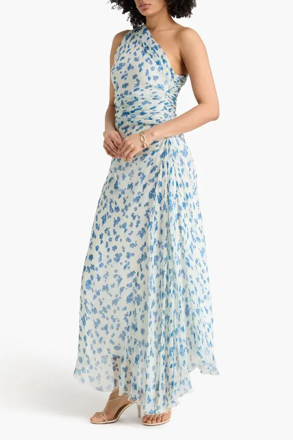 Buy Victoria Beckham One-shoulder Floral-print Silk-crepon Maxi Dress - Sky  Blue At 64% Off | Editorialist