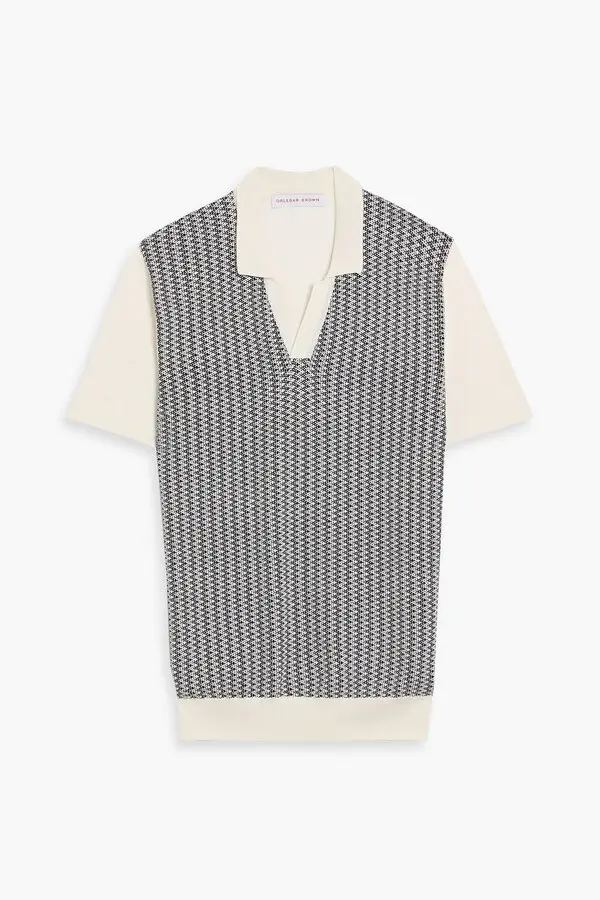 Orlebar Brown Horton Jacquardknit Silk And Cottonblend Polo Shirt - Navy