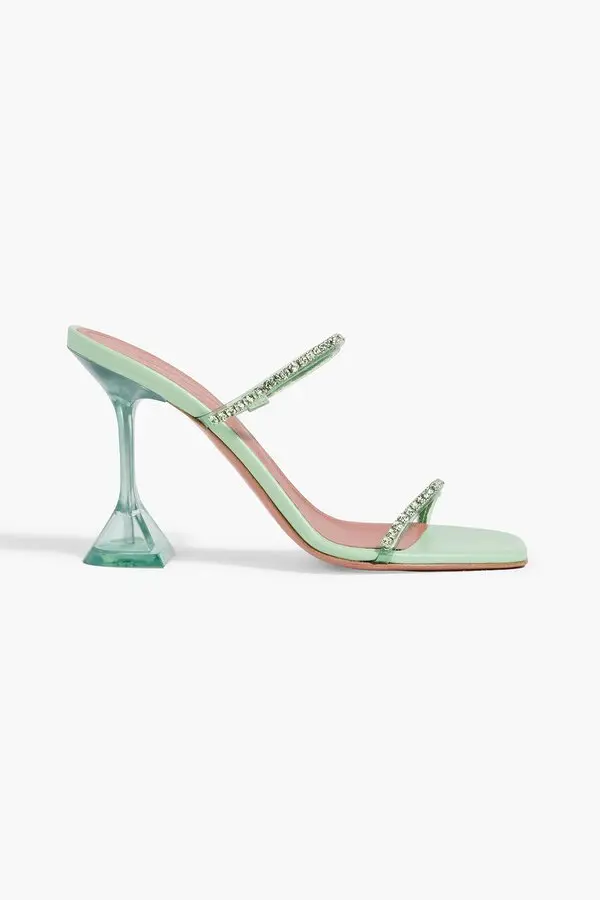 Amina Muaddi Gilda 95 Crystal-embellished Mules - Mint