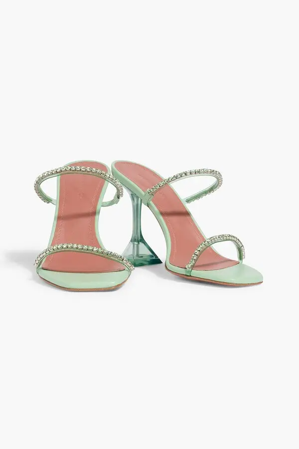 Amina Muaddi Gilda 95 Crystal-embellished Mules - Mint