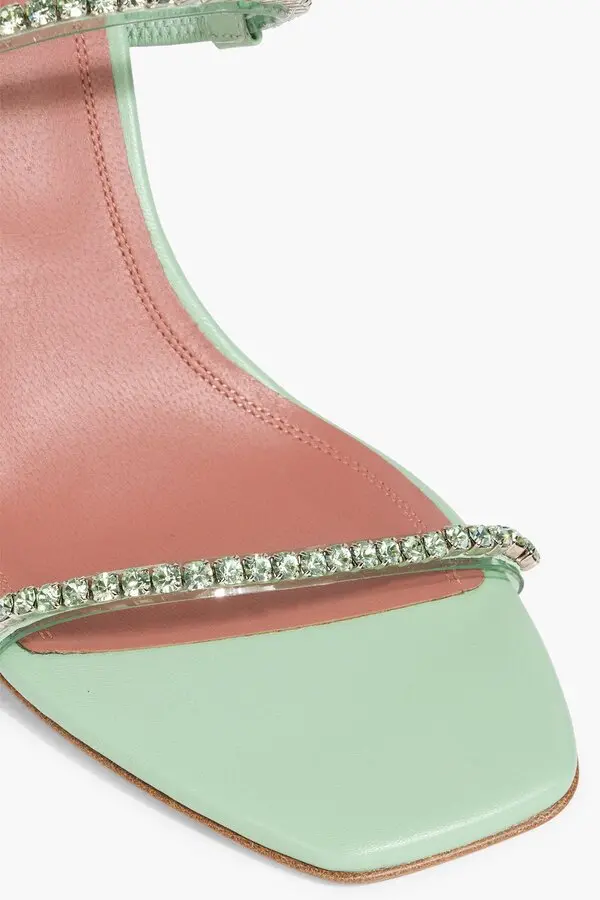 Amina Muaddi Gilda 95 Crystal-embellished Mules - Mint