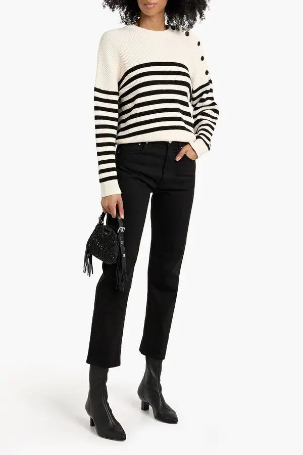 Maje Striped Jacquard-knit Sweater