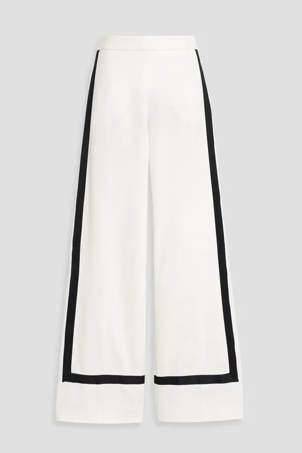 Max Mara Striped Crepe Wide-leg Pants - Ivory