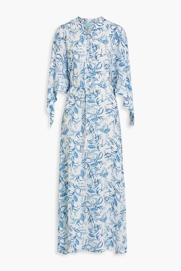 Melissa Odabash Edith Printed Voile Kaftan - Blue
