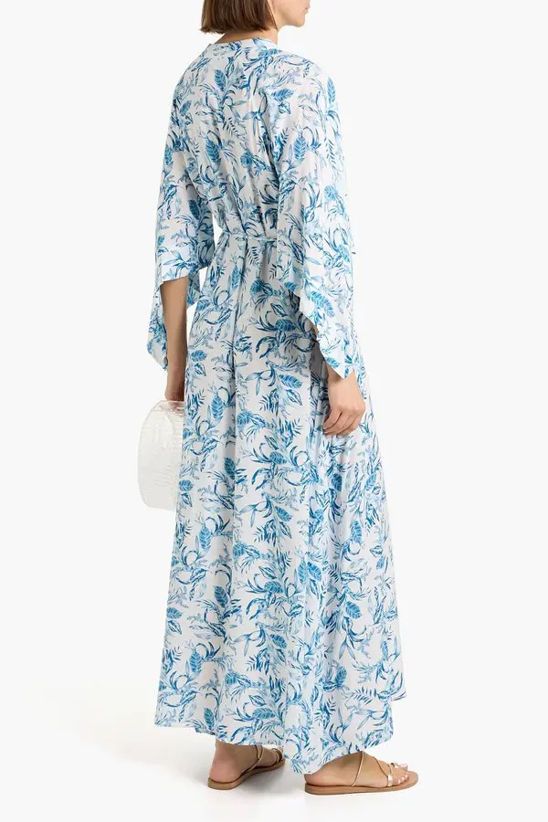Melissa Odabash Edith Printed Voile Kaftan - Blue