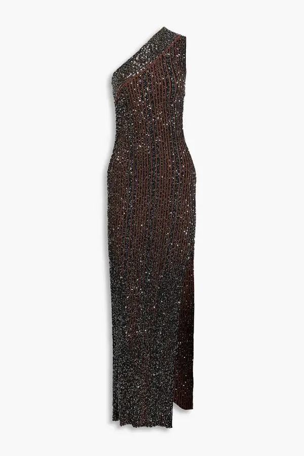 Missoni One-shoulder Ribbed-knit Maxi Dress - Black