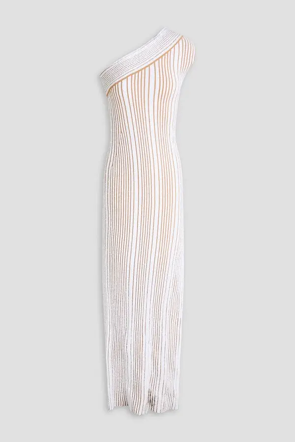 Missoni One-shoulder Ribbed-knit Maxi Dress - Off-white