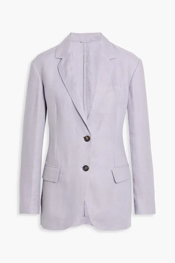 Brunello Cucinelli Hemp And Linen-blend Twill Blazer - Lilac
