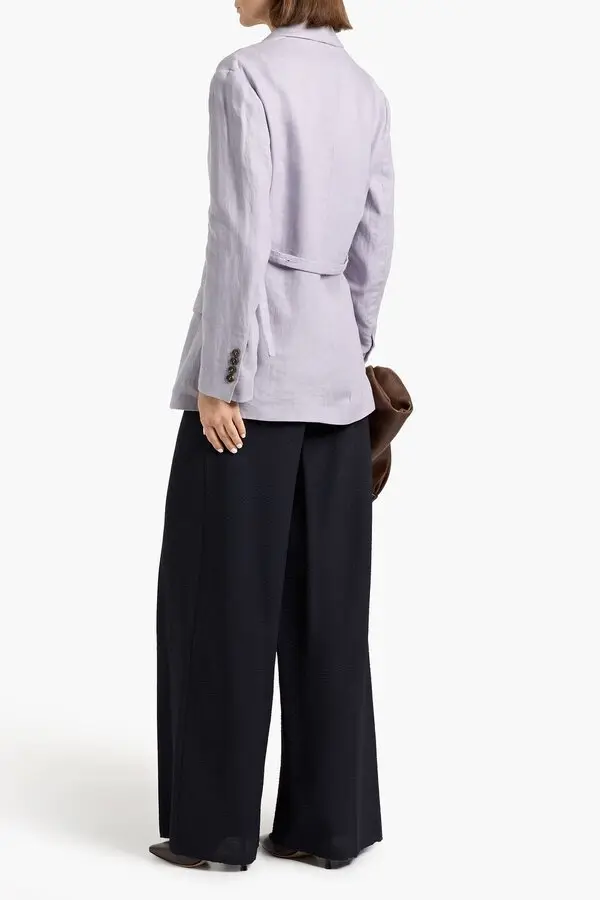 Brunello Cucinelli Hemp And Linen-blend Twill Blazer - Lilac