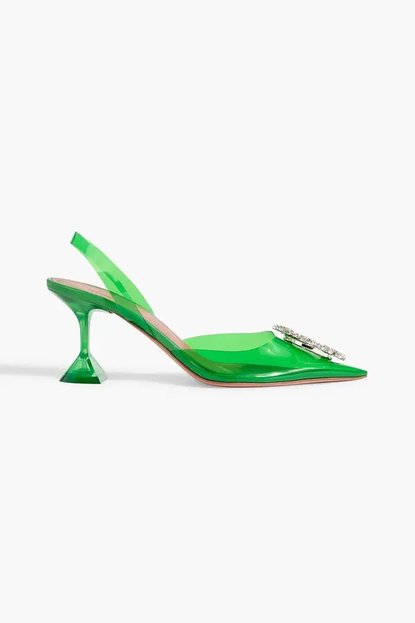 Amina Muaddi Begum Crystal-embellished Slingback Pumps - Bright Green