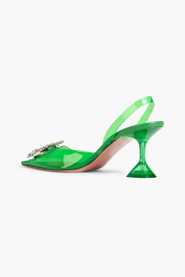 Amina Muaddi Begum Crystal-embellished Slingback Pumps - Bright Green