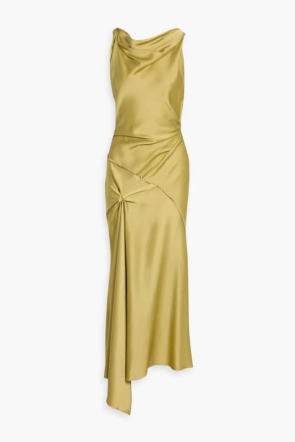 Victoria Beckham Draped Satin-crepe Maxi Dress - Sage Green