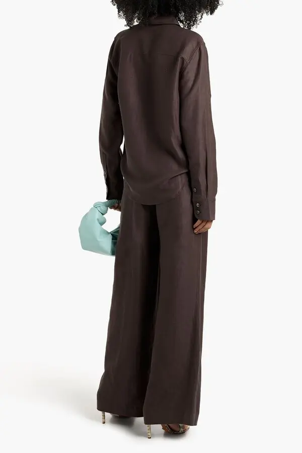 THE ELDER STATESMAN Pleated Twill Wide-leg Trousers