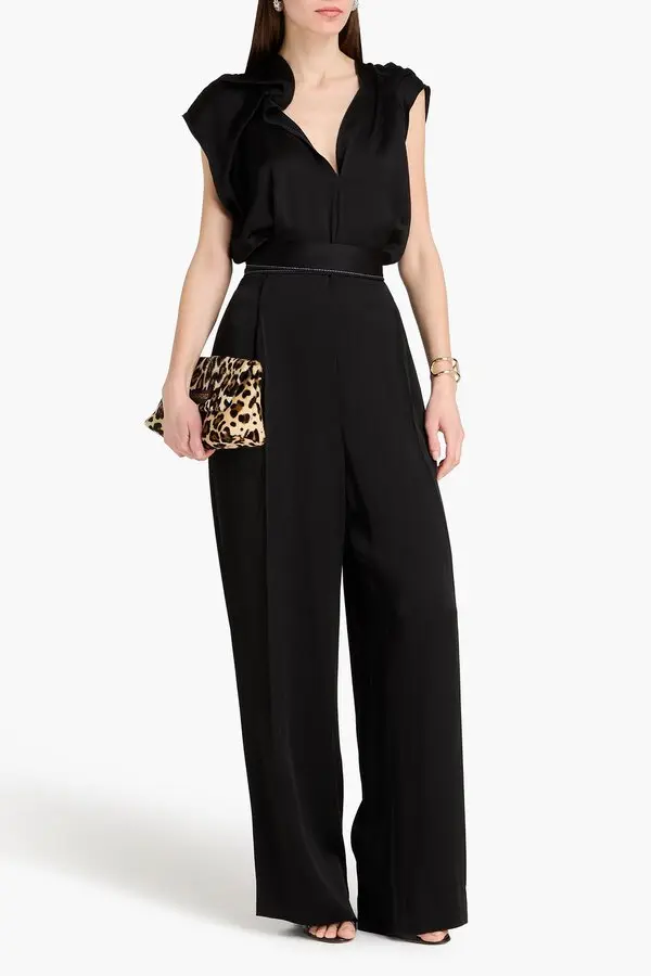 Victoria Beckham Satin-crepe Wide-leg Jumpsuit