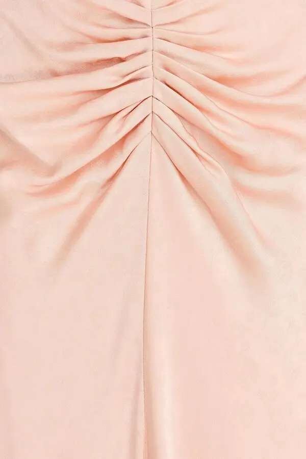 Victoria Beckham Ruched Floral-jacquard Midi Dress - Blush
