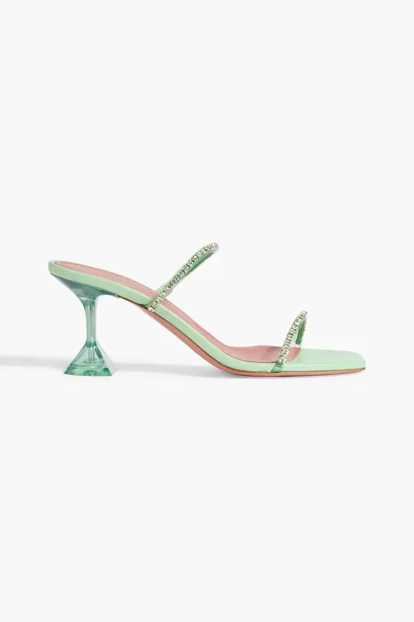 Amina Muaddi Gilda 70 Crystal-embellished Mules - Mint