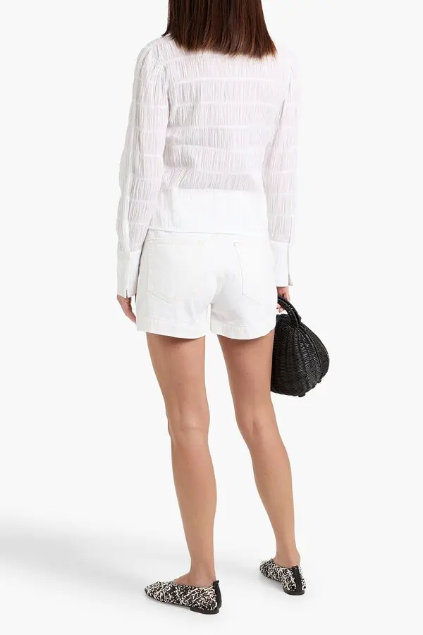 FRAME The Smocked Cotton-blend Gauze Shirt