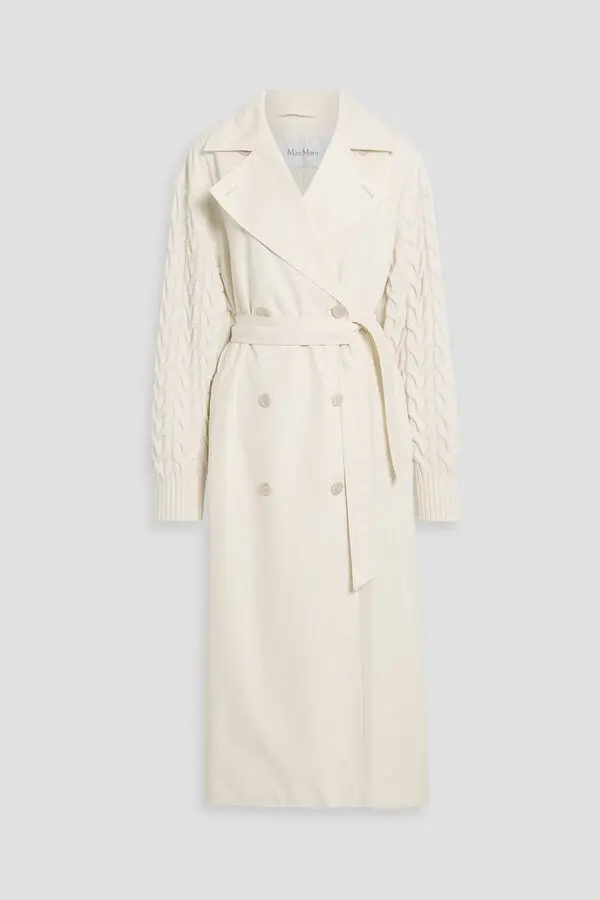 Max Mara Cicladi Cable-knit Paneled Wool-blend Twill Trench Coat - Ivory