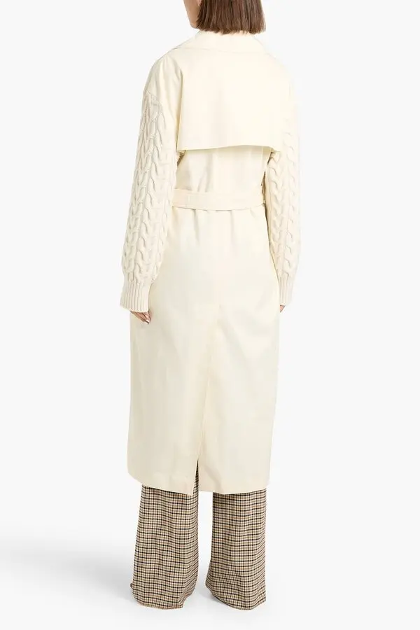 Max Mara Cicladi Cable-knit Paneled Wool-blend Twill Trench Coat
