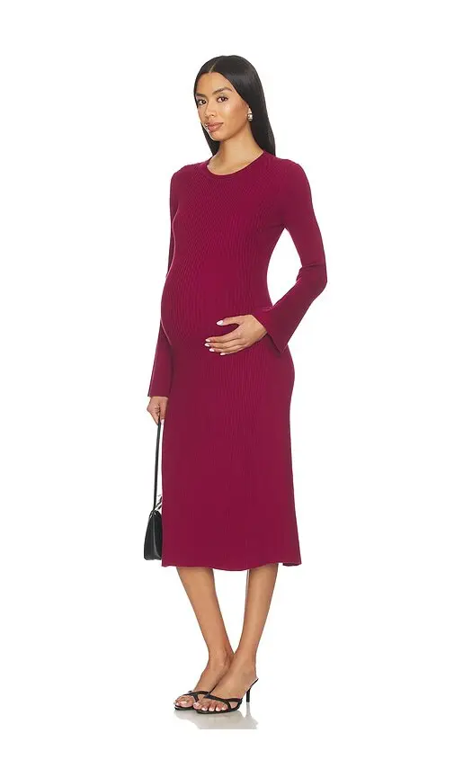 Hatch Odette Ribbed Midi Dress - Raspberry