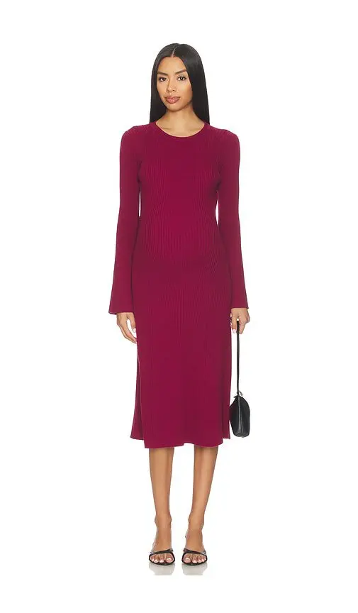 Hatch Odette Ribbed Midi Dress - Raspberry