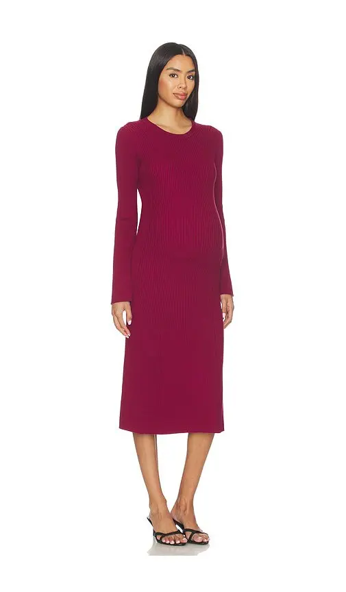 Hatch Odette Ribbed Midi Dress - Raspberry