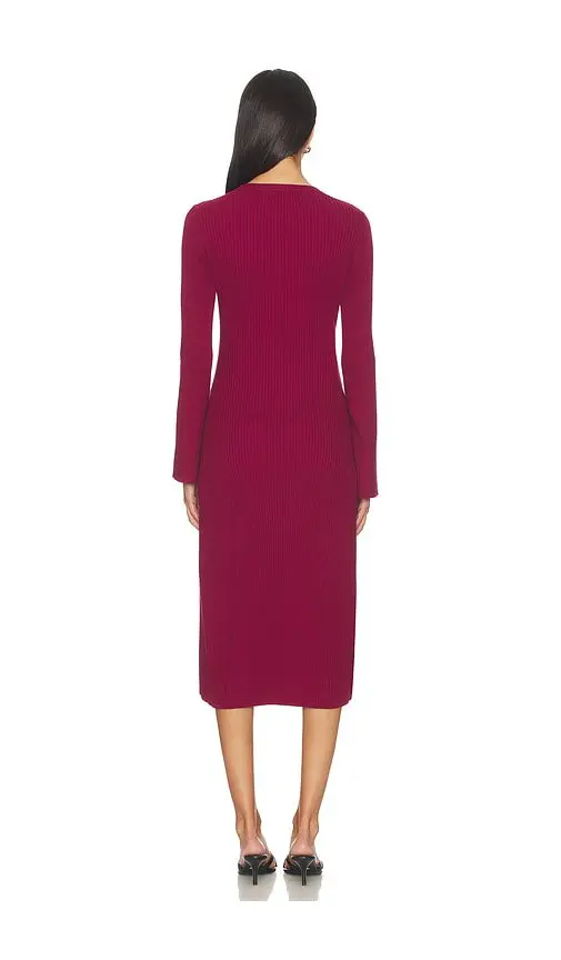 Hatch Odette Ribbed Midi Dress - Raspberry