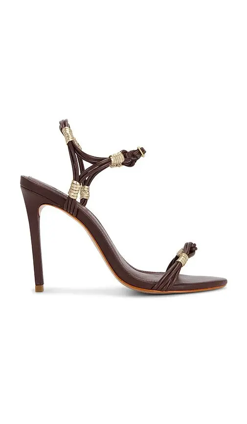 Schutz Nara Stiletto Sandal With Gold Wrap Detail - Root Brown
