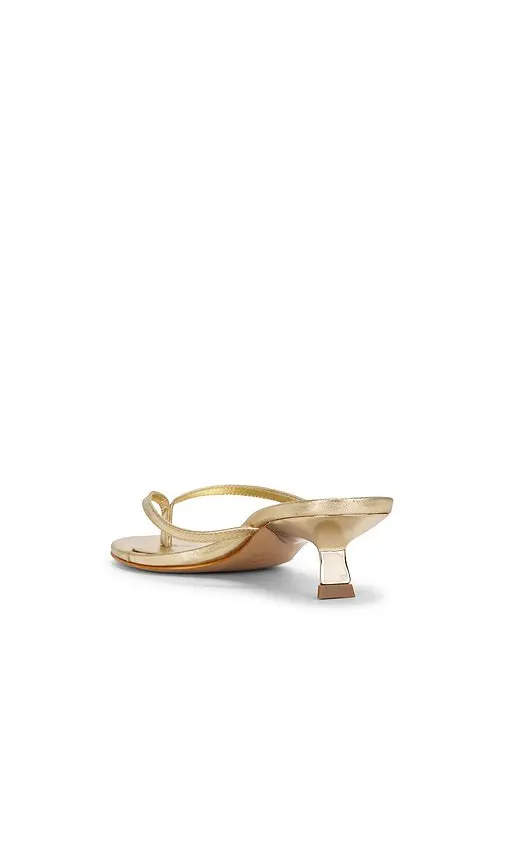 Schutz Metallic Gold Leather Sandals - Platinum