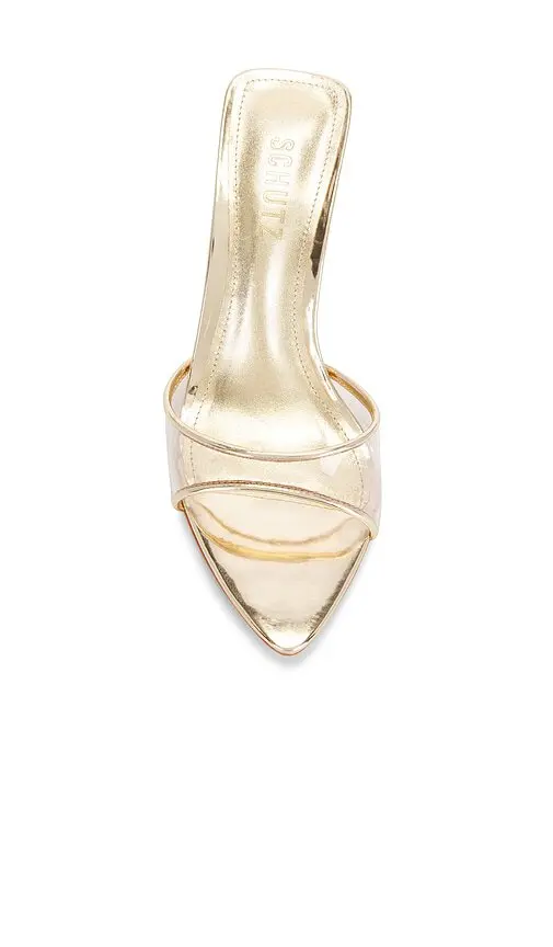 Schutz Elodie Vinyl Stiletto Sandal Metallic Gold