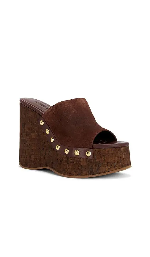 Schutz Dalle Studded Wedge Sandals - Root Brown