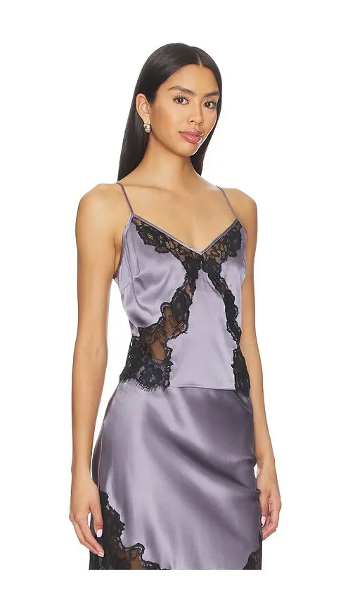 FLEUR DU MAL Juliet Lace Silk Cami Top - Lavender Smoke