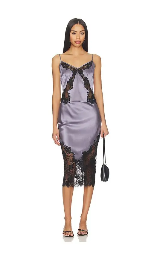 FLEUR DU MAL Juliet Lace Silk Cami Top - Lavender Smoke
