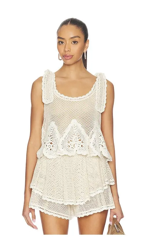 Sea Madelyn Crochet Tank - Cream
