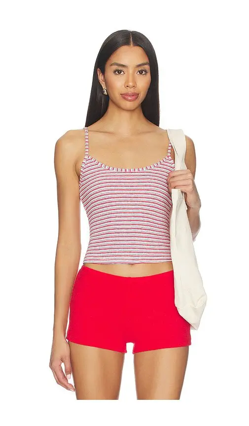 FAIT PAR FOUTCH Karina Tank Top In Red,blue - Candy Stripe