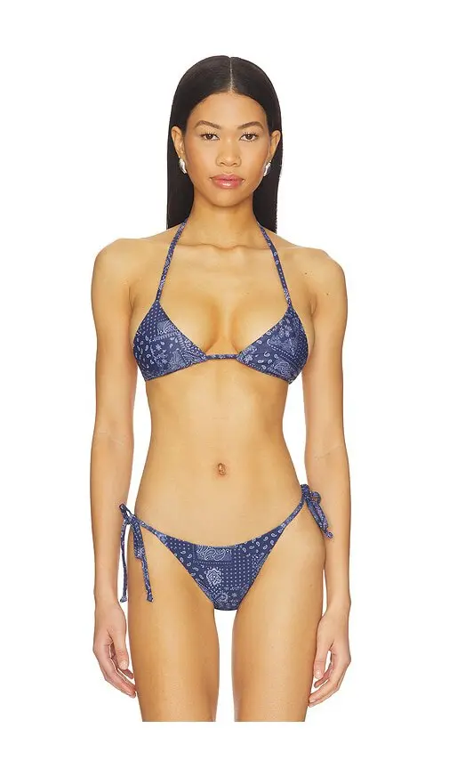 Superdown Amadee Tie Bikini Top - Navy