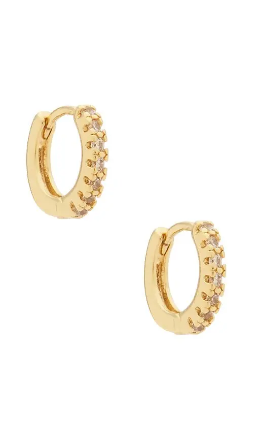 NATALIE B JEWELRY Lucy Micro Pave Huggie Hoop Earrings - Gold