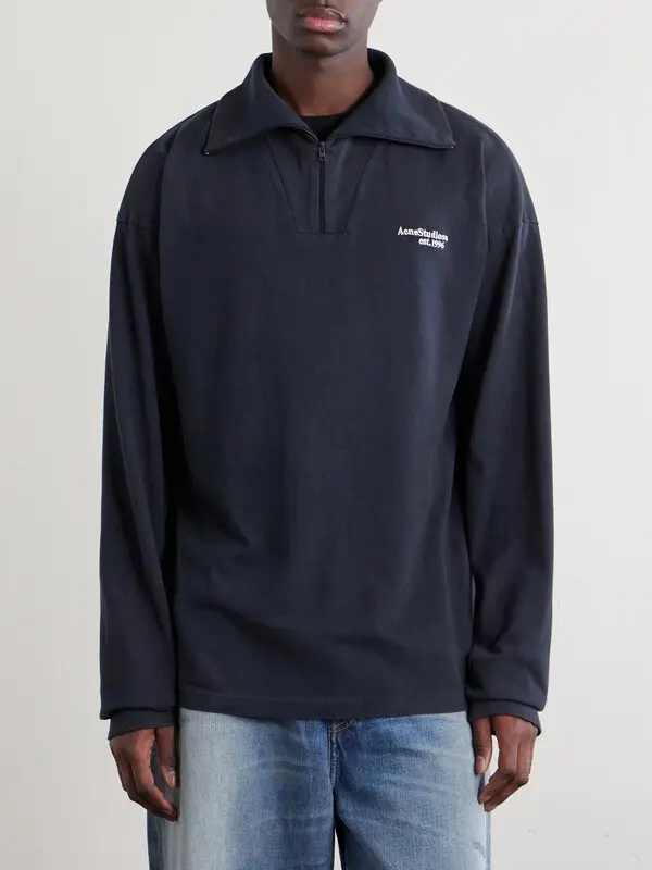Acne Studios Logo-embroidered Half-zip Sweater