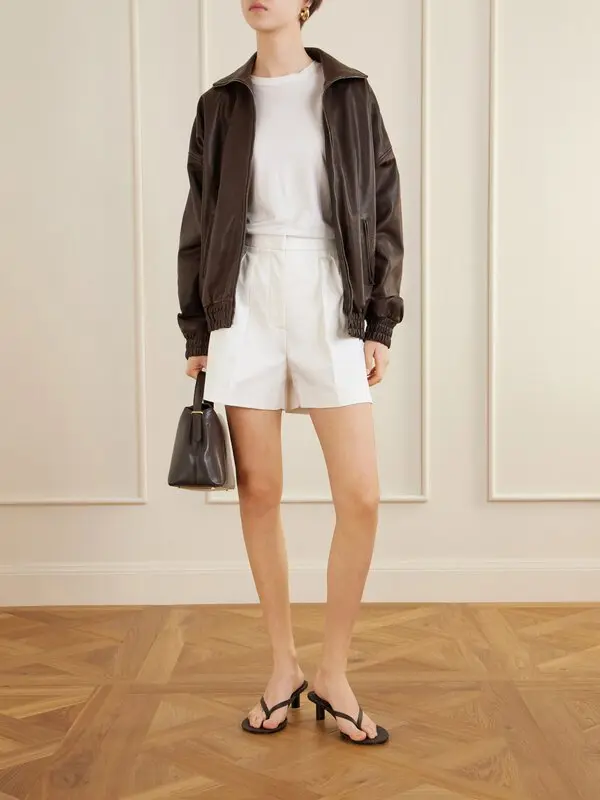 Max Mara Pleated Cotton-blend Tailored Shorts