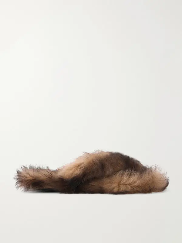 Dolce & Gabbana Shearling Slides - Brown