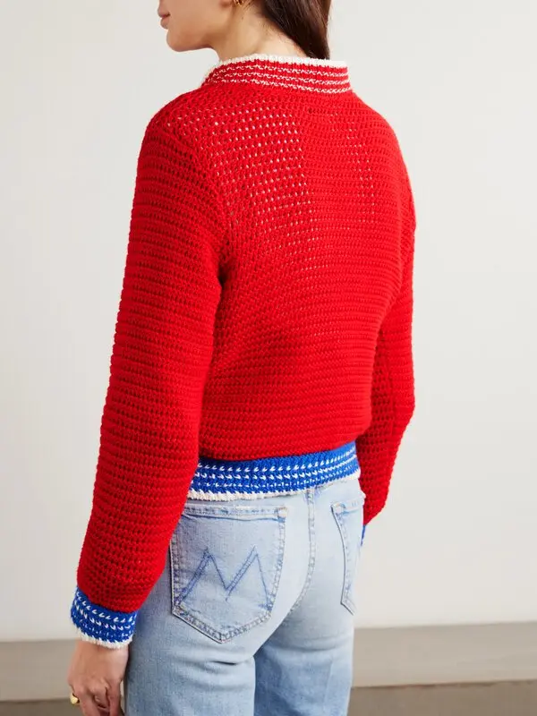 MOTHER Open-knit Cotton Sweater - Red