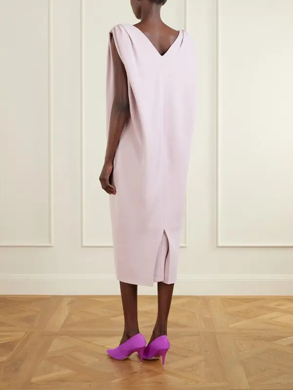 Balenciaga Sack Silk And Wool-blend Cady Midi Dress - Pink