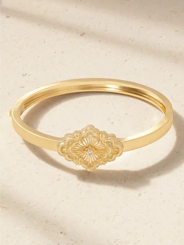 Buccellati Opera Tulle Mother-of-pearl And Diamond Bangle - Gold
