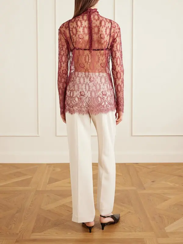 Dolce & Gabbana Chantilly Lace Turtleneck Blouse