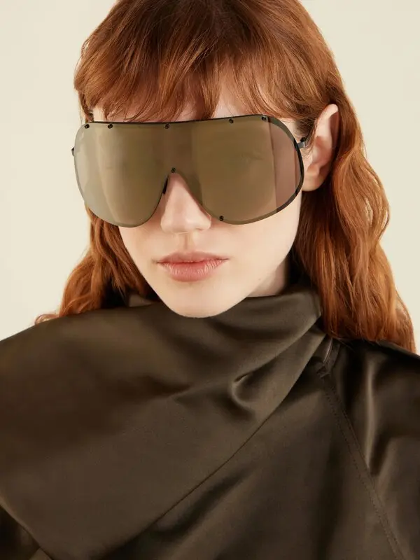 Rick Owens Shield Aviator-style Stainless Steel Sunglasses