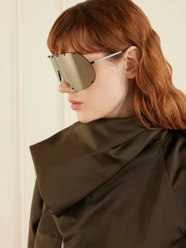 Rick Owens Shield Aviator-style Stainless Steel Sunglasses