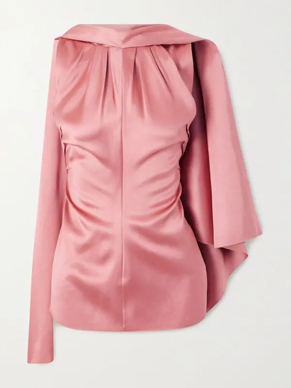 LANVIN Scarf-detailed Draped Satin Top